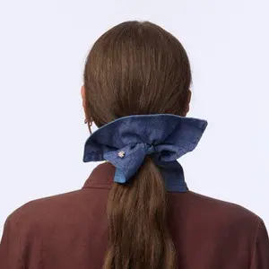Lele Sadoughi Denim Double Faced Square Scrunchie