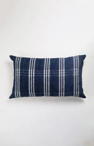 ARCHIVE NEW YORK Vintage Indigo Denim Striped Pillow - Blue