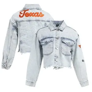 HYPE AND VICE Texas Longhorns Lightwash Full-button Jean Jacket - Denim