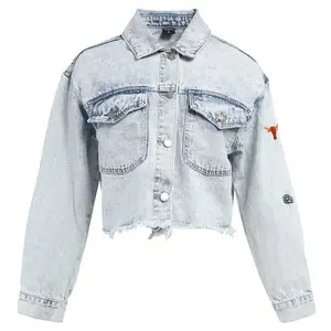 HYPE AND VICE Texas Longhorns Lightwash Full-button Jean Jacket