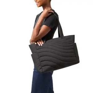 BAGGALLINI Set Wave Large Tote Bag - Black Wave Puff
