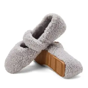 DEARFOAMS Maryanne Luxe Teddy Mary Jane Slipper - Sleet