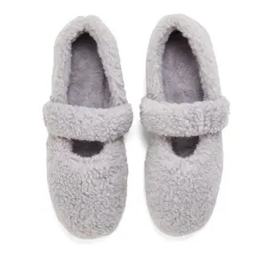 DEARFOAMS Maryanne Luxe Teddy Mary Jane Slipper - Sleet