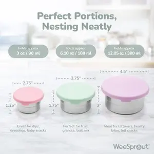 WEESPROUT Stainless Steel Food & Dip Container Set - Variety 4