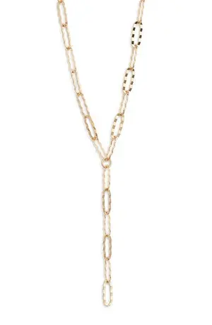 Nordstrom Hammered Paper Clip Chain Y-necklace - Gold