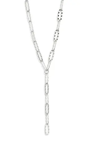 Nordstrom Hammered Paper Clip Chain Y-necklace - Silver
