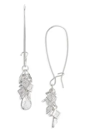 Nordstrom Cubic Zirconia Cluster Drop Earrings - Clear- Silver