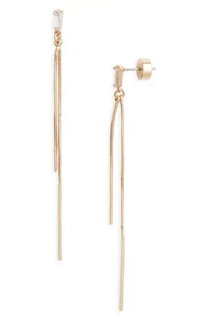 Nordstrom Linear Drop Earrings - Clear- Gold