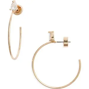 Nordstrom Cubic Zirconia Hoop Earrings - Clear- Gold