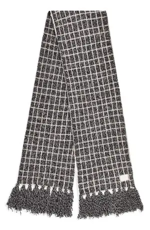 Varley Lindsey Check Bouclé Knit Scarf - Charcoal