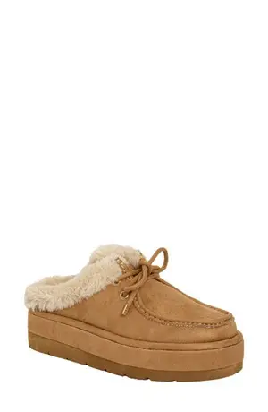 SHU SHOP Faux Fur Platform Slipper - Camel Suede