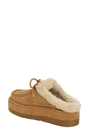 SHU SHOP Faux Fur Platform Slipper - Camel Suede