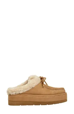 SHU SHOP Faux Fur Platform Slipper - Camel Suede