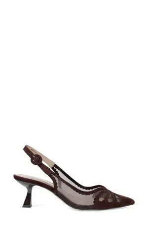 Pelle Moda Jacie Pointed Toe Slingback Pumps - Chocolate