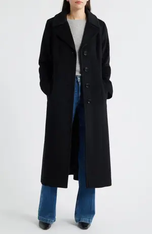 London Fog Wool Blend Longline Coat - Black