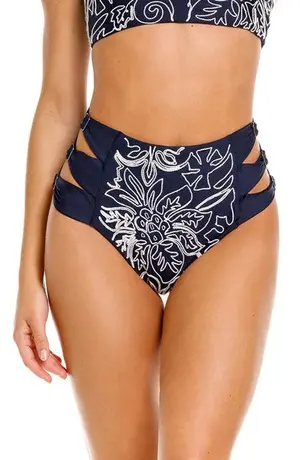 Agua Bendita Willa High-waist Bikini Bottom - Navy Blue