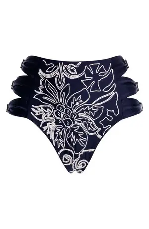 Agua Bendita Willa High-waist Bikini Bottom - Navy Blue