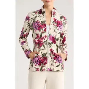 Tommy Bahama Floral Print Full Zip Jacket - Coconut