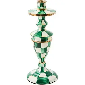 MACKENZIE-CHILDS Check Medium Candlestick Holder - Emerald