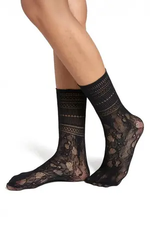 STEMS Peony Lace Crew Socks - Black