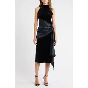 Chiara Boni La Petite Robe Gudairi Velvet Cocktail Dress - Black