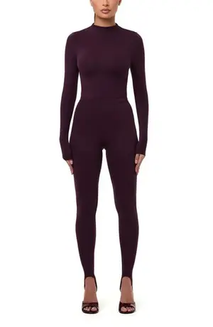 Naked Wardrobe Naked Stirrup Leggings - Dark Plum