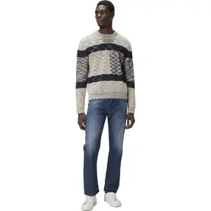Missoni Crew Neck Sweater With Check Pattern - Beige & Navy Blue