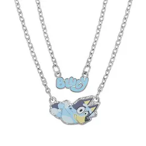 BLUEY Double Layer Pendant Necklace With Charm - Blue