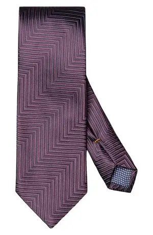 Eton Herringbone Silk Tie - Dark Red