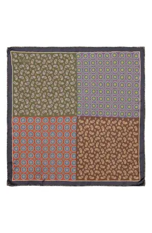 Eton Paisley & Medallion Reversible Silk Pocket Square