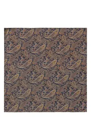 Eton Paisley & Medallion Reversible Silk Pocket Square