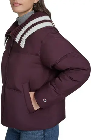 Champion Shawl Collar Puffer Jacket - Burgundy