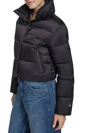 Champion Water Resistant Crop Puffer Jacket - Black