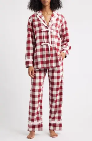 DAMSON MADDER Antonella Gingham Organic Cotton Pajamas - Pink