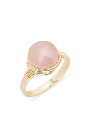 NASHELLE Semiprecious Stone Wire-wrapped Ring - Gold Fill/pink Quartz
