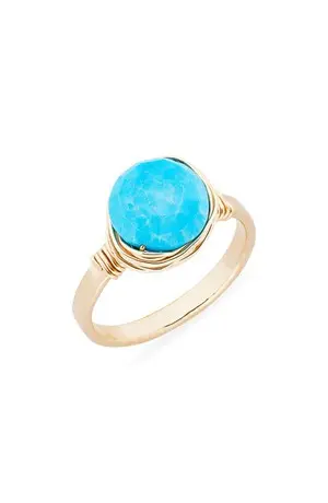 NASHELLE Semiprecious Stone Wire-wrapped Ring - Gold Fill/turquoise