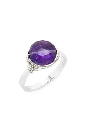 NASHELLE Semiprecious Stone Wire-wrapped Ring - Sterling Silver/amethyst