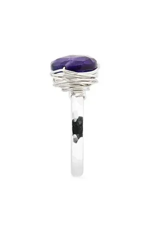 NASHELLE Semiprecious Stone Wire-wrapped Ring - Sterling Silver/amethyst
