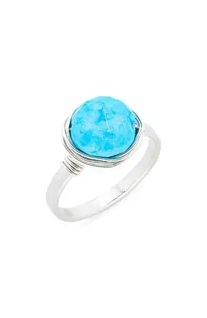 NASHELLE Semiprecious Stone Wire-wrapped Ring - Sterling Silver/turquoise
