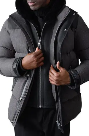 Mackage Riley Down Jacket With Genuine Shearling Hooded Bib