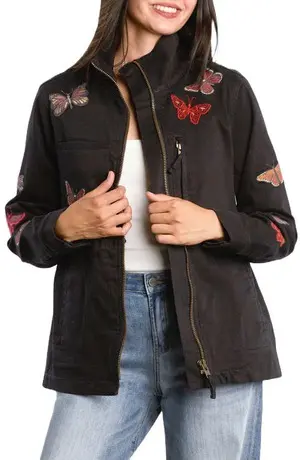 BILLY T Rider Embroidered Utility Jacket - Obsidian