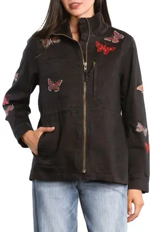 BILLY T Rider Embroidered Utility Jacket - Obsidian
