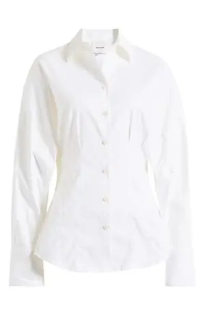 REFORMATION Vanta Stretch Poplin Button-up Shirt - Bright White