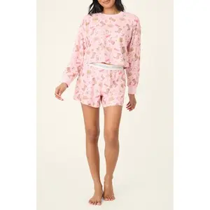 PJ Salvage Print Waffle Knit Short Pajamas - Pink