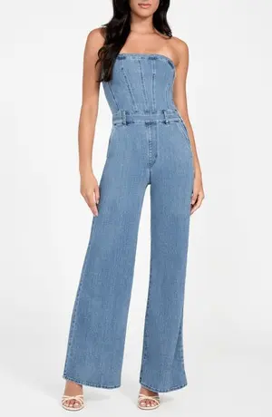 Guess Strapless Denim Jumpsuit