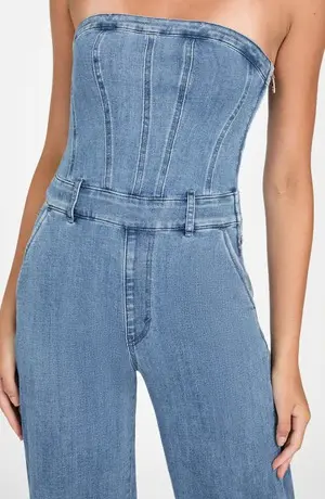 Guess Strapless Denim Jumpsuit