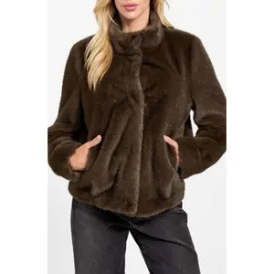 Guess Faux Fur Zip Up Jacket