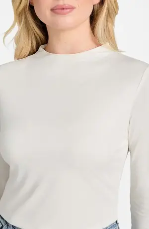 Guess Elyana Mock Neck Top - Natural