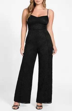 Guess Lace Wide-leg Jumpsuit - Black-black