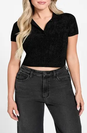 Guess Mona Chenille Polo Sweater - Black-black